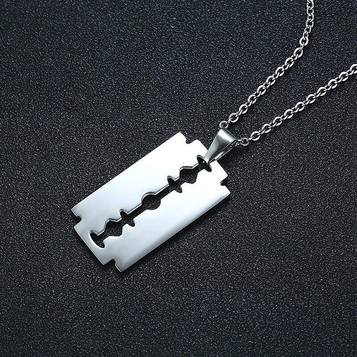 Men's Razor Blade Pendant Necklace for Men Stainless Steel Male Accessories Jewelry for Him with 20 or 24 inch Durable and Fashion