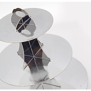 YLDW 3-Tier Cupcake Stand, Sliver Cardboard Cake Stand Holder, Tiered DIY Cupcake Stand Tower for Dessert Table Displays, Birthday Theme Party Favors Decoration, Floral Tea Party, 12" W x 12.8" H