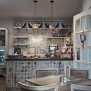 Wellmet 3 Light Pool Table Light, Vintage Retro Kitchen Island Pendant Light with Matte Black Shade, Modern Industrial Chandelier