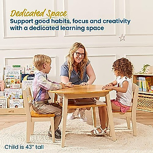 ECR4Kids Hideaway Table and Chair Set, Kids Furniture, Honey/Antique White, 3-Piece