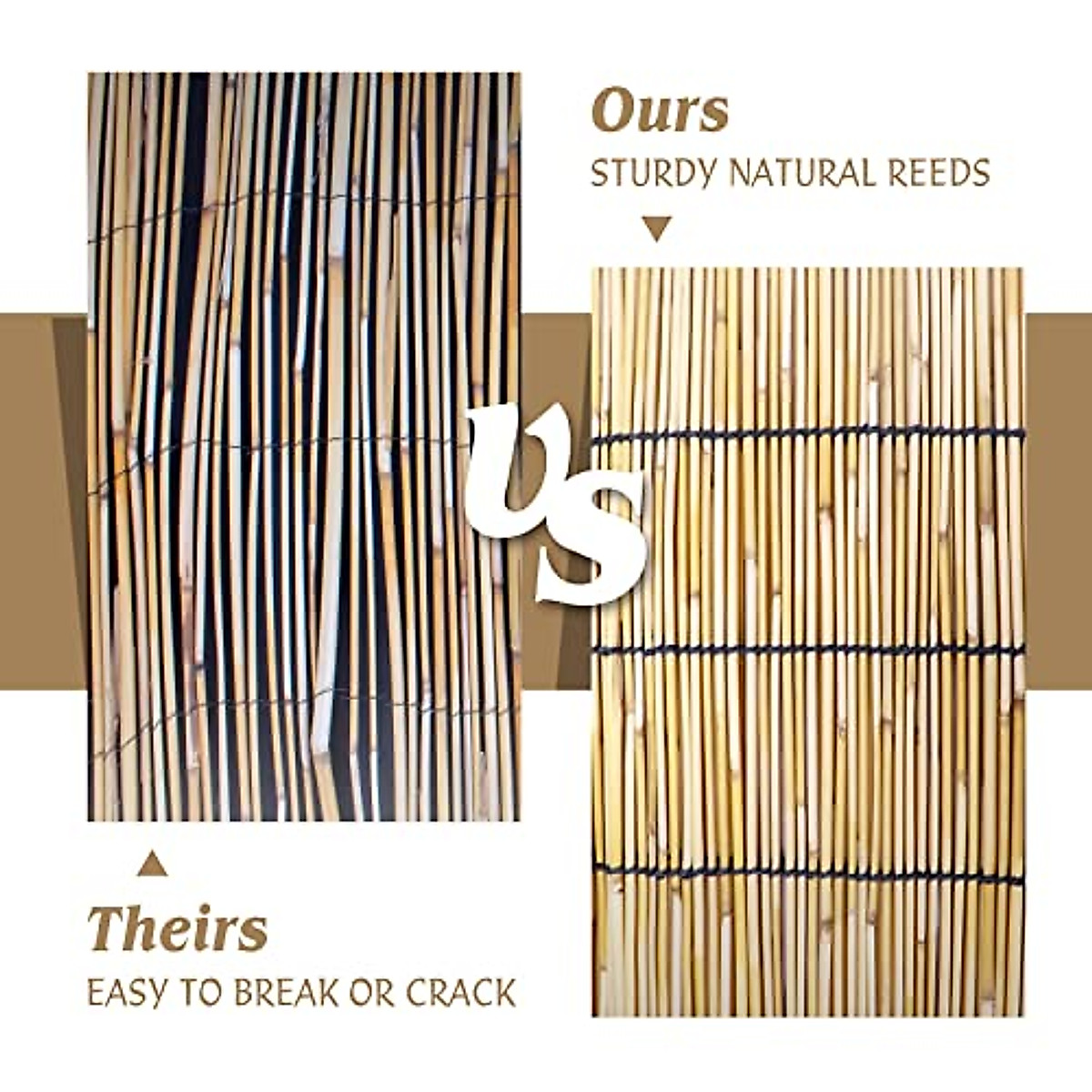 Tgzwme Natural Reed Fence Roller Blind,6FT X 16.4FT Bamboo Fencing Privacy Reed Screening for Outdoor, Gallery, Restaurant, Hotel, Patio