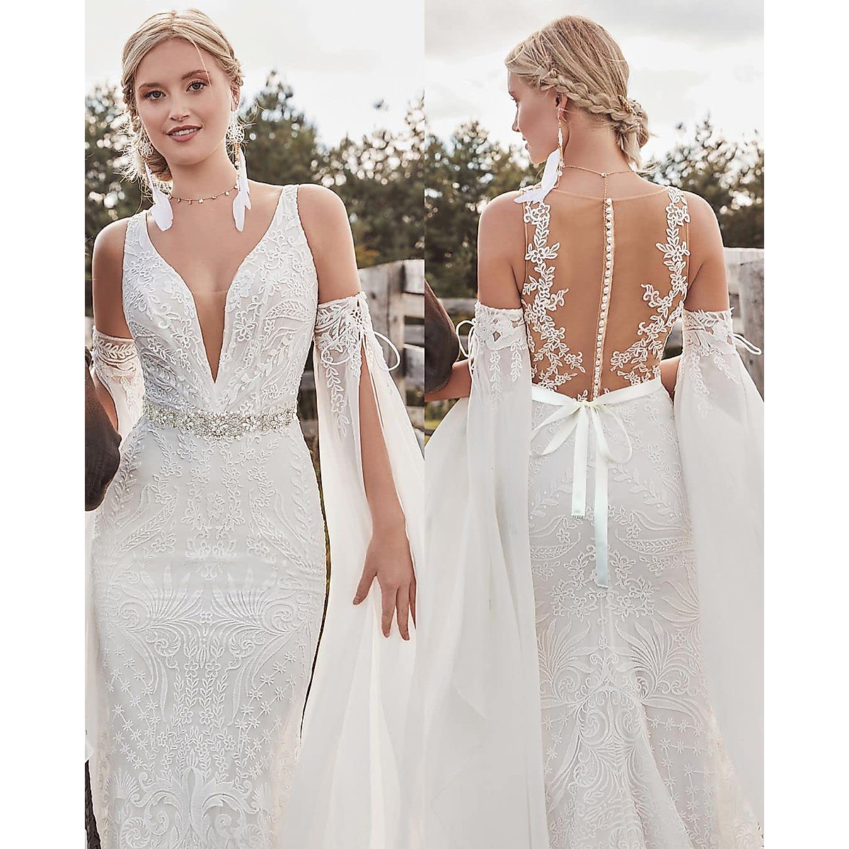 yanstar Bridal Belt for Women Dress,Wedding Dress Belt for Bride Gold Rhinestone Sash Wedding Belt