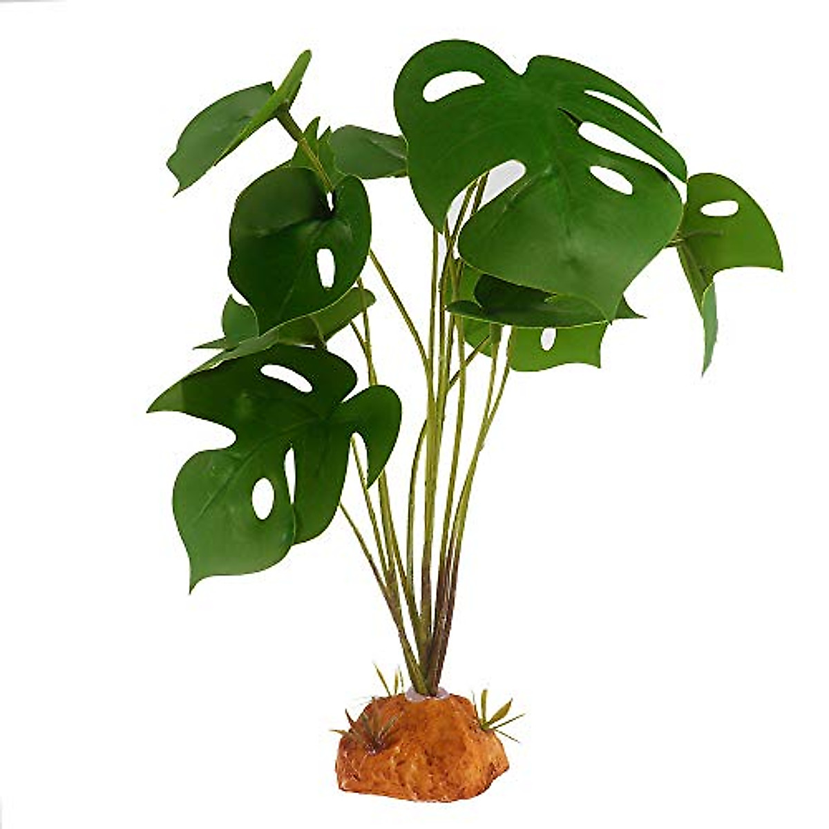 YOGURTCK Reptile Artificial Plants, Amphibian Habitat Hideout, Terrarium Decorations - Monstera