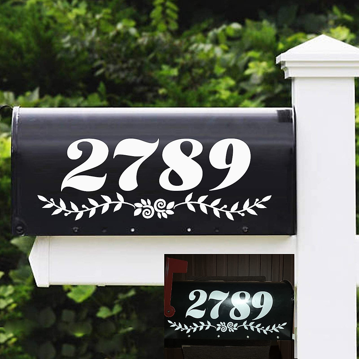 Mailbox Numbers Die Cut Decal Rustic Style Flowers House Number Address Apartment Office Stickers SignFront Door Rainproof Decal Vinyl Lettering Farmhouse Decor Double-sided Mailbox Number 4" Silver