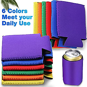 60 Packs Blank Can Cooler Sleeves Soda Can Covers Neoprene Can Sleeve Drink Insulator Sleeve Collapsible Can Coolers for Parties, Events or Weddings (Multicolor)