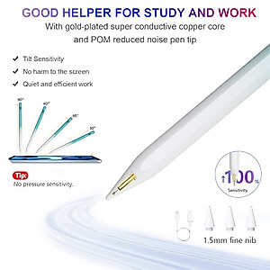 Pencil 1st Generation for iPad (USB-C 10 Min Quick Charge), Professional Student Pencil for iPad with Palm Rejection & Tlit, Stylus Pen for iPad 6-10, Air 3-5, Mini 5-6, Pro 12.9" 3-6, 11" 1-4