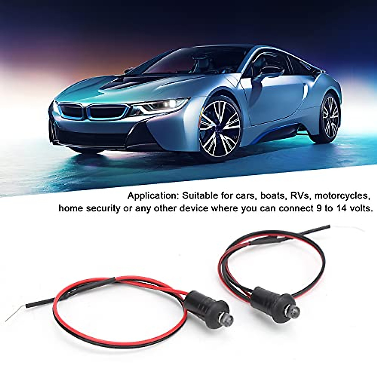 2Pcs Fake Alarm Lamp Blue Light Modification Universal 12V Vehicle Accessories Blinking LED Security Warning Lamp for Car-s Boats RVs Motorcy