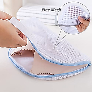 3Pcs Bra Washing Bag for Laundry, High Permeability Bra-shaped Mesh Wash Bags Lingerie Laundry Bags with Handle and Zipper Underwear Bag for Brassiere Women Laundry Storage