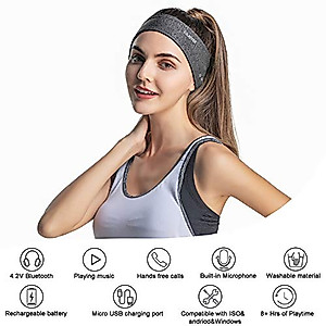 Sleep Headphones Bluetooth Headband Cojoyee Music Sports Band V5.0 with Deep Bass Speaker Long Working Time for Running Hiking Travelling Noon Rest Meditation Yoga. …