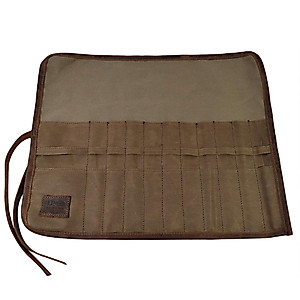 Hide & Drink, Waxed Canvas Artist Paint Brush Roll Up Bag Organizer Pouch Handmade (Fatigue)