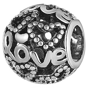 awaFanee 9PCS Silver Pendant Charm Plated Gold Beads fit Pandora European Bracelets Bulk Set