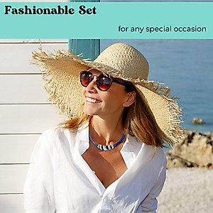 SHOP LC DELIVERING JOY Costume Jewelry Set Blue Faux Leather Choker Necklace for Women Cuff Bracelet Cord Spiral Stainless Steel Adjustable Lobster Claw Tribal 7" 16" Birthday Gifts for Women