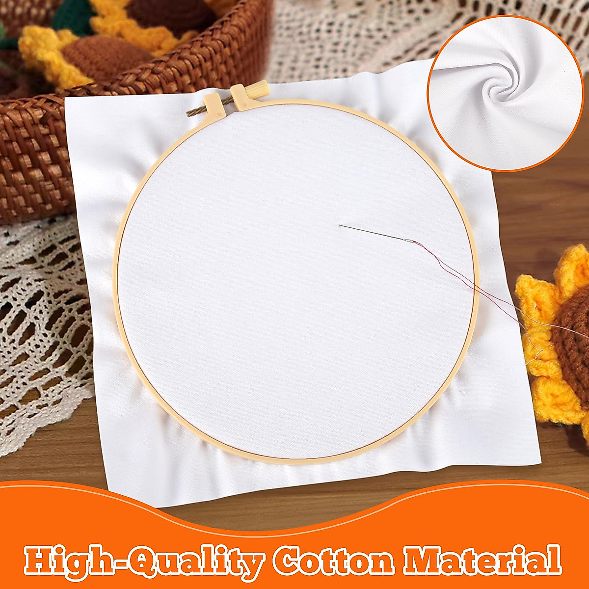 10 PCS Embroidery Fabric, Pre-Cut White Natural Cotton Embroidery Cloth Fabric, Embroidery Cloth Squares for Embroidery Garment Craft (7 × 7 Inch)