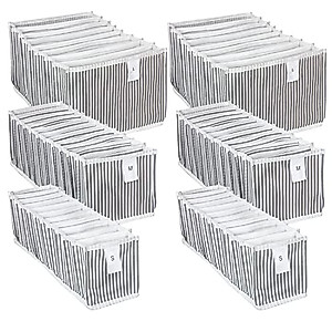 TY 6 Pcs Wardrobe Clothes Organizer , for Folded Closet Organizers and Storage Clothing Bedroom Jeans, white grey
