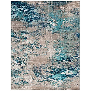 SAFAVIEH Madison Collection 8' x 10' Blue/Grey MAD440M Modern Boho Abstract Non-Shedding Living Room Bedroom Dining Home Office Area Rug