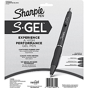 Sharpie® S-Gel Fashion Barrel Gel Pens, Medium Point, 0.7 mm, Assorted Barrel, Assorted Ink, Pack Of 12 Pens