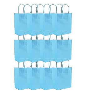 ysmile 12 ct Blue Gift Bag with Handle Favor Bag for Goodie Treat Paper Bag for Birthday Party in Bulk 8.2x5.9x3.1 from