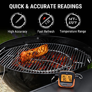 ThermoPro TP902 450-ft Wireless Meat Thermometer Digital, Bluetooth Meat Thermometer Wireless for Meat Steak, Smoker Thermometer with Dual Meat Probe, Cooking Food Thermometer for grilling and smoking