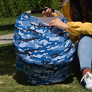 Camouflage Baby Nursing Cover for Breastfeeding, Navy Blue Black Army Camo Breathable Stretchy Nursing Scarf Carseat Canopy for Boys or Girls Stroller Car Seat Covers