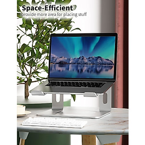 SOUNDANCE Laptop Stand, Aluminum Computer Riser, Ergonomic Laptops Elevator for Desk, Metal Holder Compatible with 10 to 15.6 Inches Notebook Computer, Silver