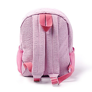 Toddler Backpack, Seersucker Small Kids Backpack, Classic Mini Preppy School Preschool Kindergarten Children Bag 12"H x 9.5"W for 2-5 Years (Pink)