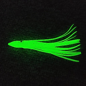Fishing Squid Skirts Glow Soft Lures Luminous Octopus Skirts Trolling Lure Soft Fishing Bait for Bass Salmon Trout 5cm/1.96in,9cm/3.54in,11cm/4.33in Pack of 20 (4-1/3", Beige)