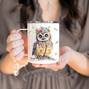 Hyturtle Owl Cup Gifts - Just A Girl Who Loves Owls Coffee Mug, Stainless Steel 12oz - Owl Gifts for Women, Cute Animal Lover Gift for Girls, Daughter on Birthday or Christmas