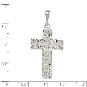 Solid 925 Sterling Silver Nugget Cross Pendant Charm - 53mm x 27mm
