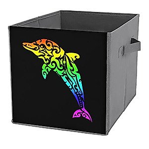 Rainbow Dolphin Collapsible Storage Bins Basics Folding Fabric Storage Cubes Organizer Boxes with Handles