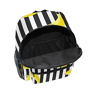 Glaphy Custom Kid's Name Backpack, Bananas Black Stripes Toddler Backpack for Daycare Travel Personalized Name Preschool Bookbag for Boys Girls