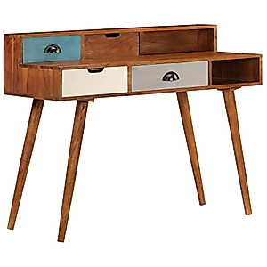 ULUYYUC Writing Desk,Computer Desks Home Office Desk Sit-Stand Desks with Drawers Suitable for Home, Office, Bedroom, Conference Room, etc 43.3"x19.6"x35.4" Solid Acacia Wood