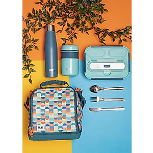 Built Double Wall Vacuum Insulated Food Flask for Hot and Cold Foods, Stainless Steel, Teal, 490 ml