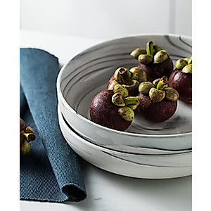 LYEOBOH Porcelain Serving Bowls, Salad Pasta Bowls for Kitchen, Stackable Bowl Set of 2 for Entertaining Thanksgiving Christmas, Ceramic Dinner Bowl, 10 inch, Gray