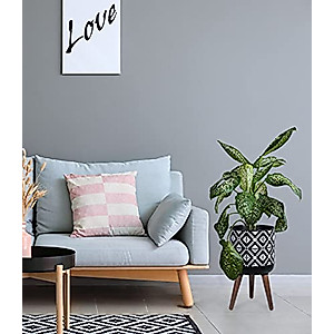 D'vine Dev 10 Inch Planter Pot with Stand, Mid-Century Tall Plant Pot with Legs for Indoor Plants, Medium, Charcoal Grey/White, 88-GM-M-GW