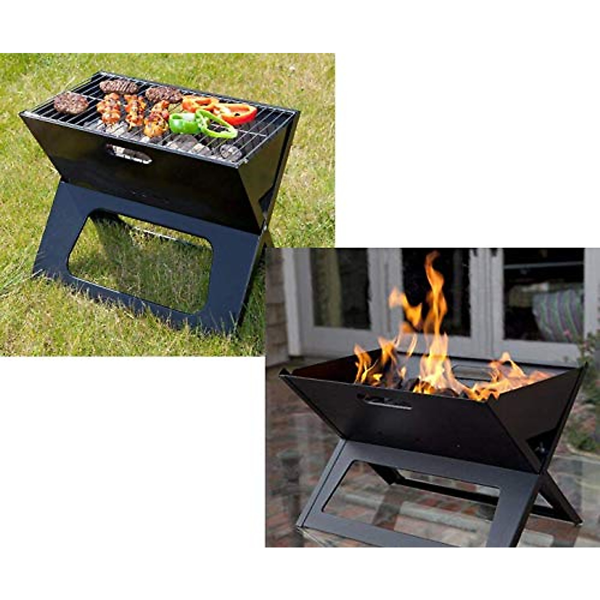 Elly Portable Design Handy and Lightweight Briefcase Easy to Clean. Ideal for Outdoor Barbecue, Camping 19.5x12x16 Foldable Grill, Black