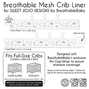 Sweet Jojo Designs + BreathableBaby Farm Animals Boy Girl Breathable Mesh Crib Liner Anti-Bumper Baby Infant Gender Neutral Watercolor Farmhouse Barn Horse Cow Sheep Chickens Nature Trees Gray Green