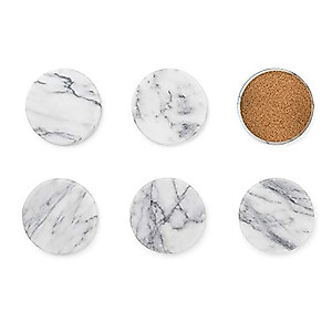 Fox Run 48749 Natural White Polished Marble Stone Coasters, Set of 6