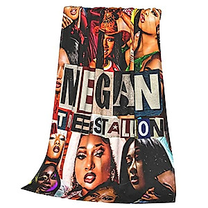 RobertDTesta Stylish Throw Lightweight Blanket 50''x40'' Summer Quilt Micro Fleece Blanket Flannel Throw Blanket Thee Stallion Megan Throw Blanket for Bed, Black