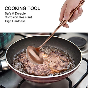 Stainless Steel Ladle Spoon Kitchen Turner, Big Soup Ladle Useful Kitchen Turner Cooking Tool Utensil Tool (Soup Ladle-Rose Gold)