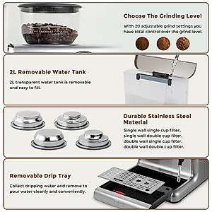 Senrob 15 Bar Semi-Automatic Espresso Machines For Home Barista PID Intelligent Temp Control Espresso Machine With Grinder Cappuccino Machine With Milk Frother