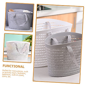 Outanaya 2pcs Plastic Laundry Basket Plastic Baskets for Storage Camping Storage Containers Plastic Storage Totes Holder Camping Food Basket Carrying Laundry Basket Light Grey