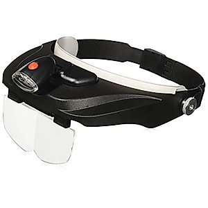 Carson Pro Series MagniVisor Deluxe Head-Worn LED Lighted Magnifier with 4 Different Lenses (1.5x, 2x, 2.5x, 3x) (CP-60)