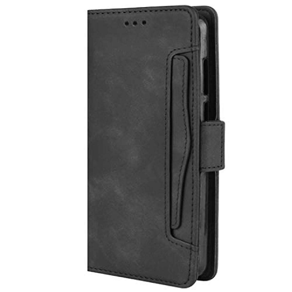 HualuBro Motorola One Vision Case, Magnetic Full Body Protection Shockproof Flip Leather Wallet Case Cover with Card Slot Holder for Motorola Moto One Vision Phone Case (Black)