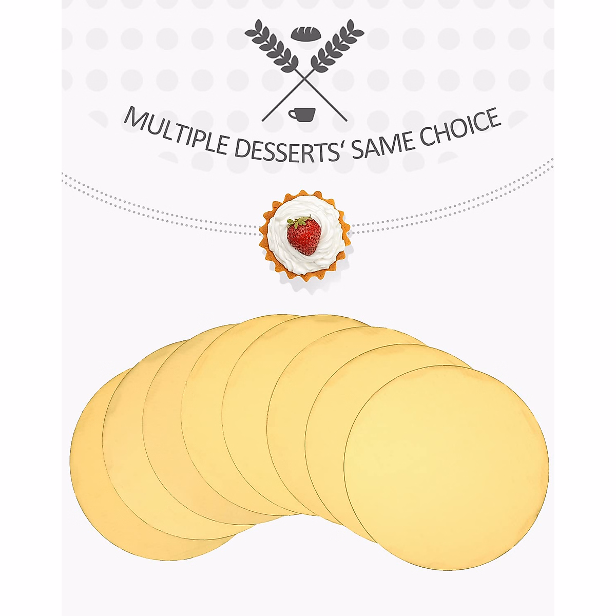 qiqee 6 Inch Gold Cake Boards Round 40-Packs Circles Rounds Base Food-Grade Cardboard Cake Plate(Thinner But Stronger)