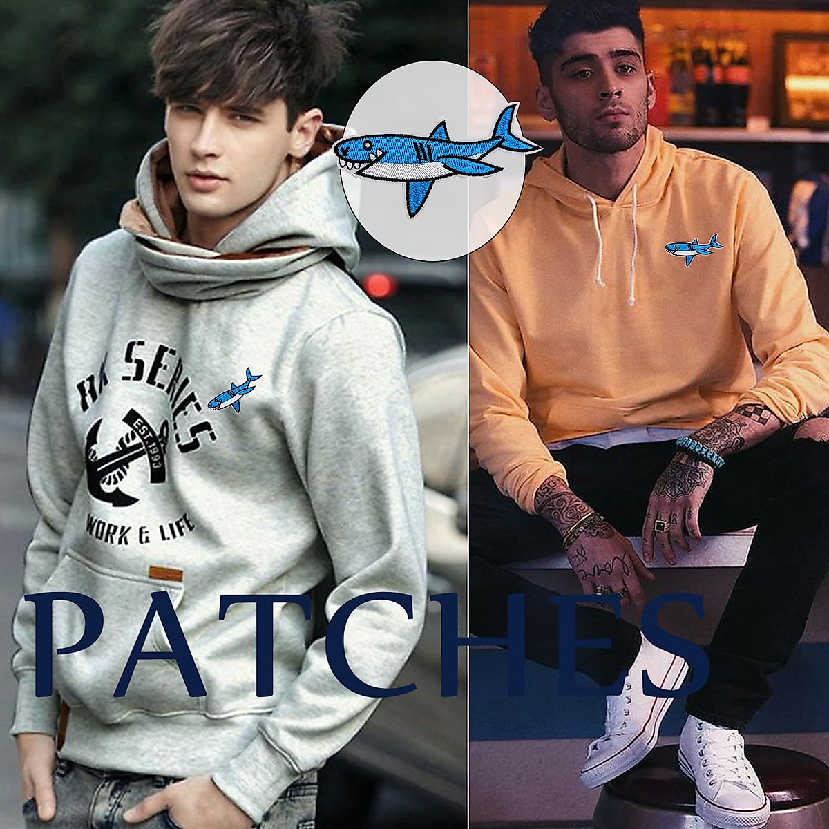 Maseihels Iron On Embroidered Patch, Funny Cute Shark Patch - Appliable to Badge Iron On Sew On Emblem Patch DIY Accessories Perfect for Jackets, Clothes, Hats & Jeans