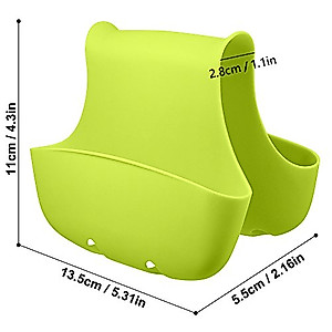 2 Pack Sponge Holder for Double-Sink, FineGood Saddle Caddy Brush Soap Organizer Storage Kitchen Bathroom Plastic Basket - Blue, Green