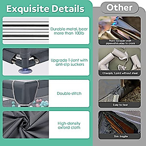 LFCREATOR Baby Playpen,71” x 60” Large Playpen for Babies and Toddlers with Soft Breathable Mesh,Safety Play Center Yard for Indoor&Outdoor,Sturdy Safety Baby Fence Play Area with Gate， Grey