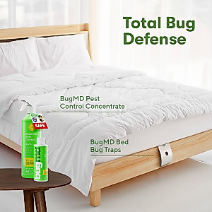 BugMD Bed Bug Trap (3 Pack), BugMD Essential Pest Control Concentrate (1 Pack) and Spray Bottle 32 oz (1 Pack) Bundle