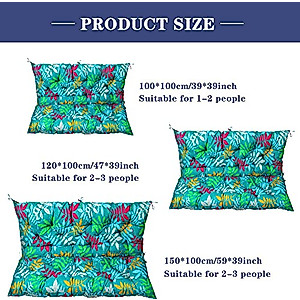 Three Seat Swing Replacement Cushions, Replacement Cushions For Outdoor Furniture, Thicken Waterproof Swing Cushions 2/3 Seater Replacement, Garden Bench Seat Cushion (Flower Color 40 * 60 In)