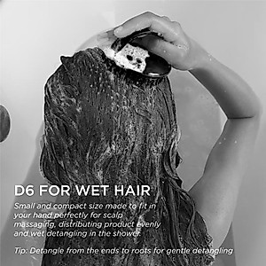 Jack Dean by Denman (Black) Scalp Massager and Detangling Hair Brush for Thick or Thin Hair, Curly or Straight Hair - use in the Shower or Bath - Head and Beard Scrubber - For Women and Men, D6